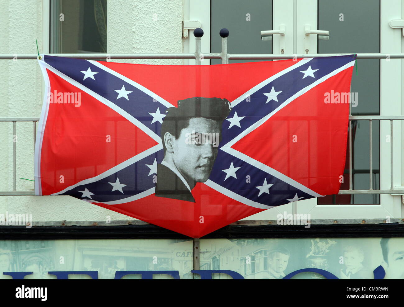 Friday 28 September 2012 Pictured: The Porthcawl Elvis flag. Re: The ...