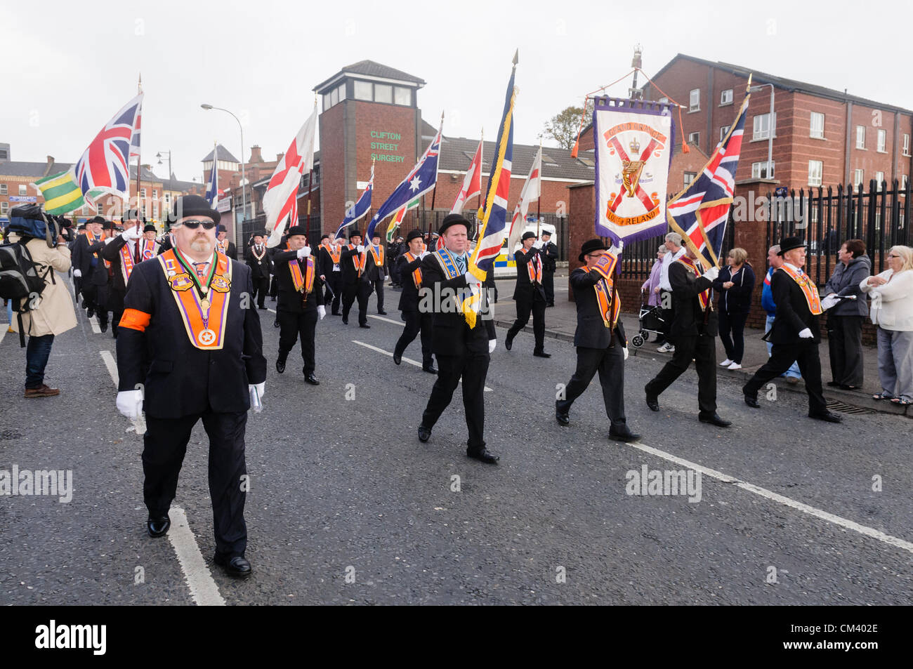 Orangemen on parade in Belfast Stock Photo - Alamy