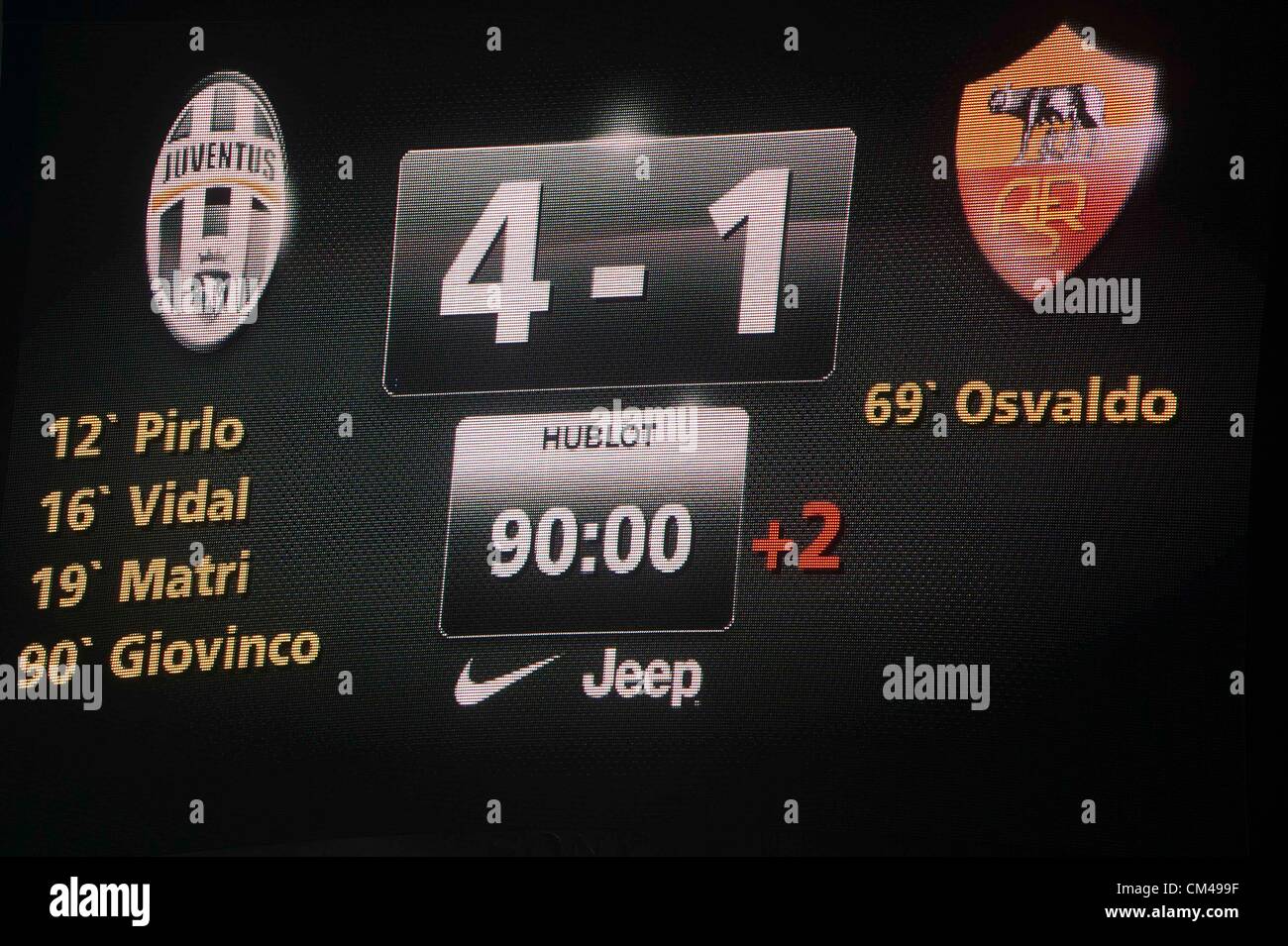 Scoreboard, SEPTEMBER 29, 2012 - Football / Soccer : Italian "Serie A ...