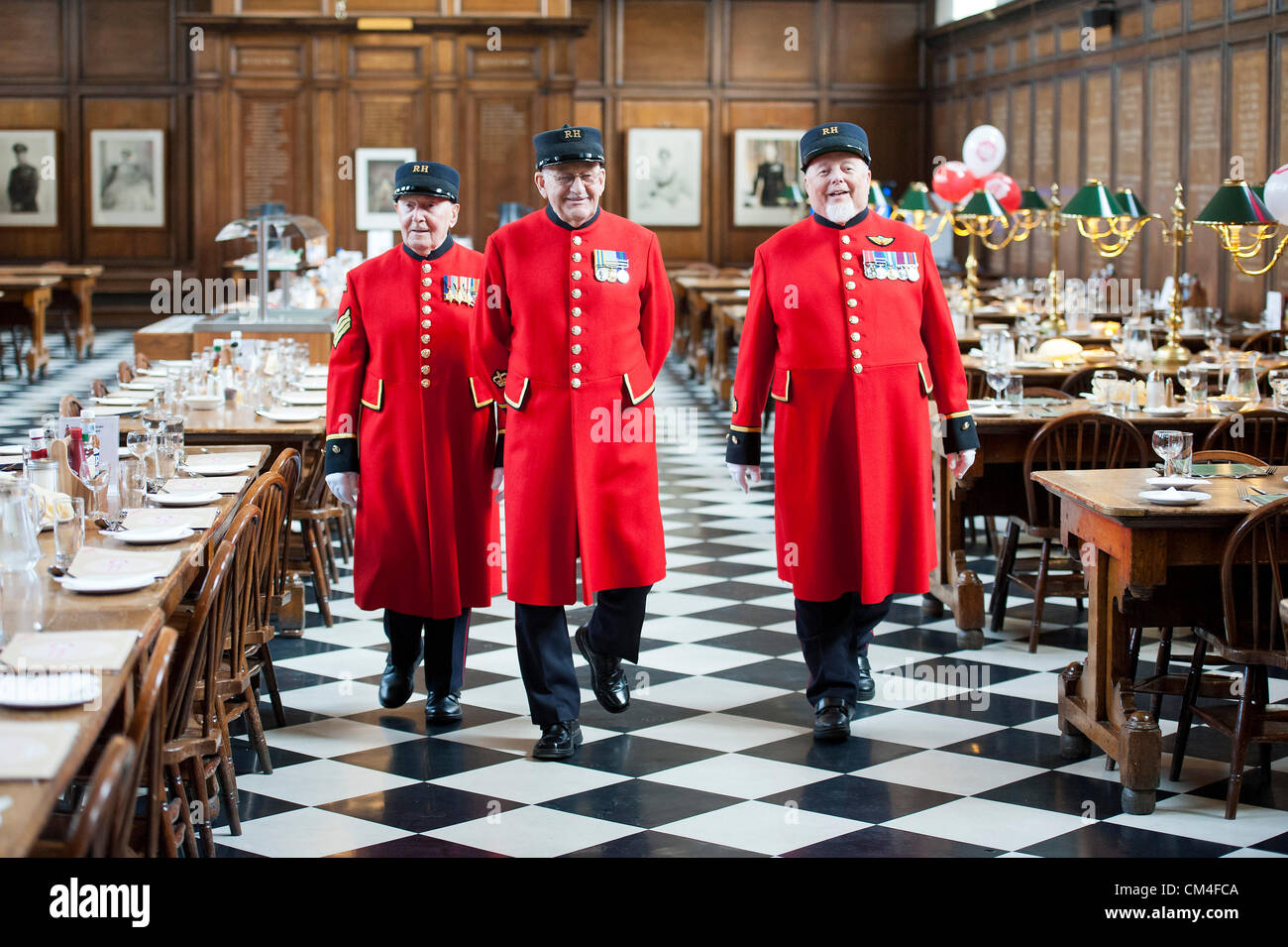 London, UK. 2nd October 2012. Chelsea Pensioners (incl Skippy, Arthur ...