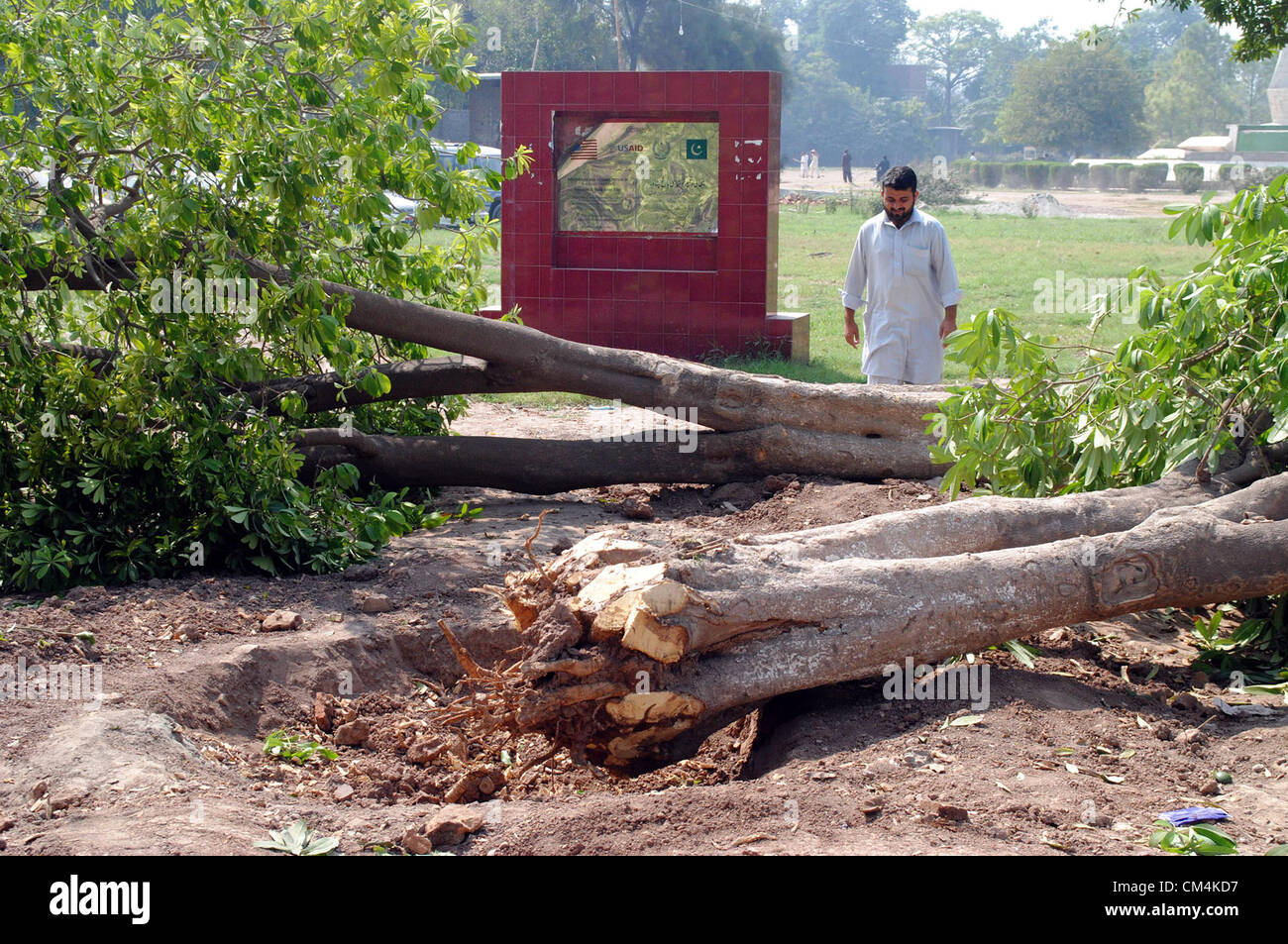 A view of Shahi Bagh where more than fifty trees have been cut for U.S ...