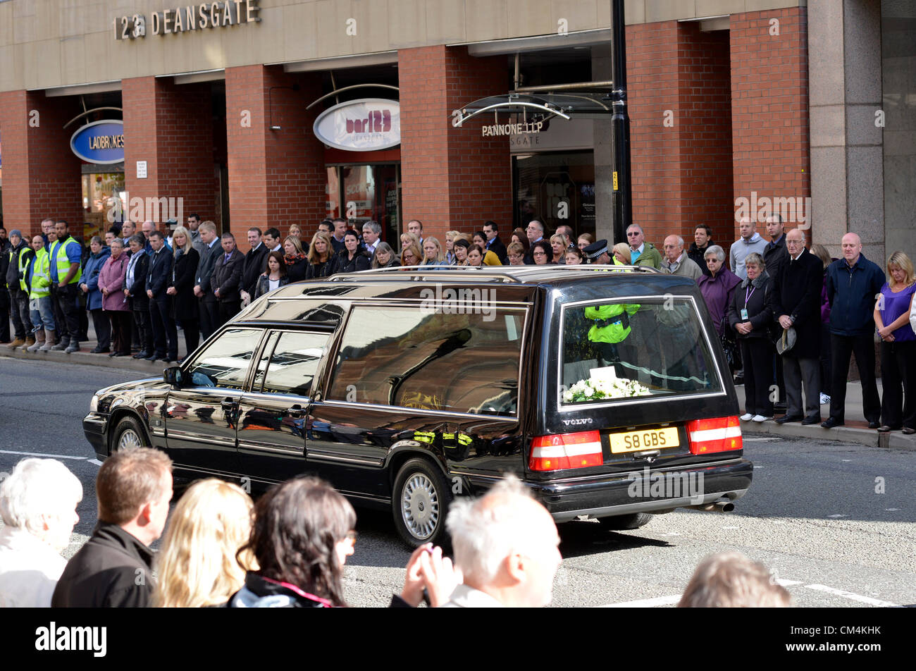Manchester, UK. 3rd October 2012. The cortege of PC Nicola Hughes ...