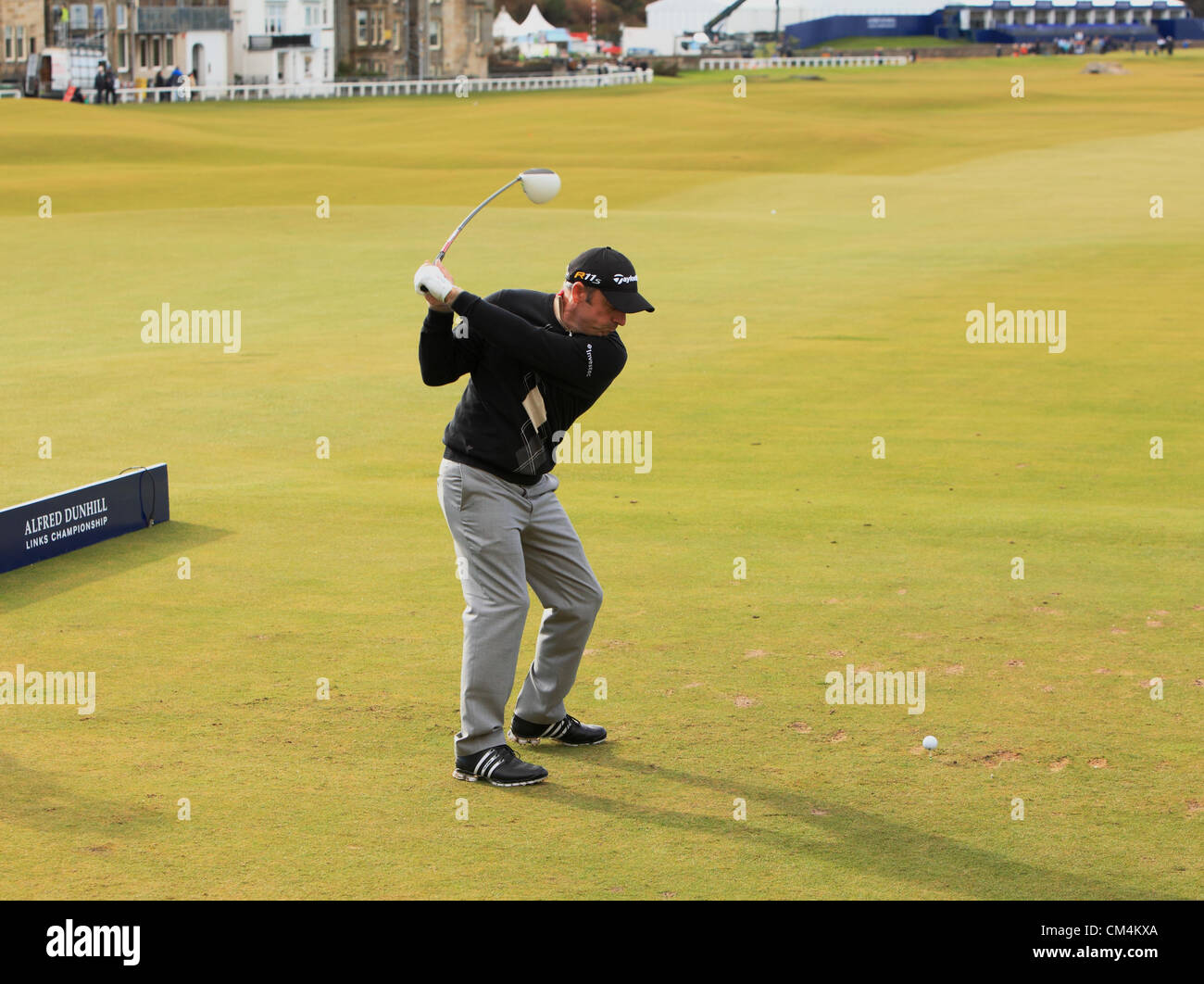 Dunhill cup St Andrews, Scotland. 3rd October 2012. Paul McGinley fires ...