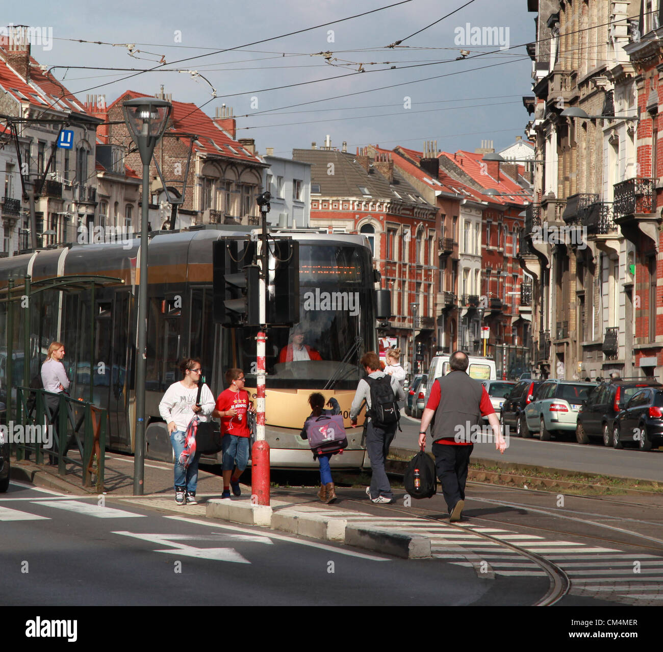 Sep 10, 2012 - Brussels, Belgium - Commuters use tram public transport ...