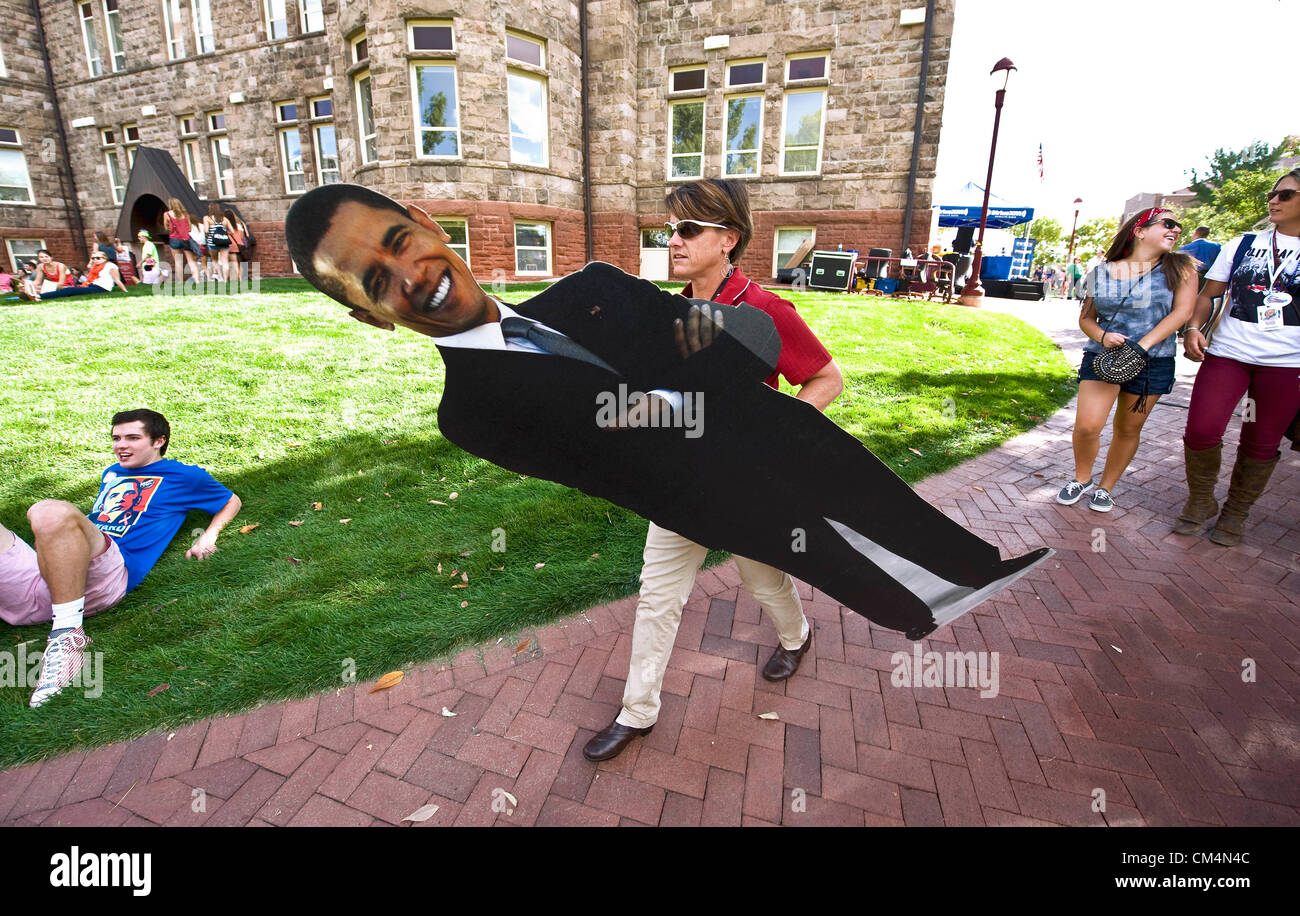 Oct. 03, 2012 - Denver, Colorado, U.S. - A cardboard cutout of Barack ...