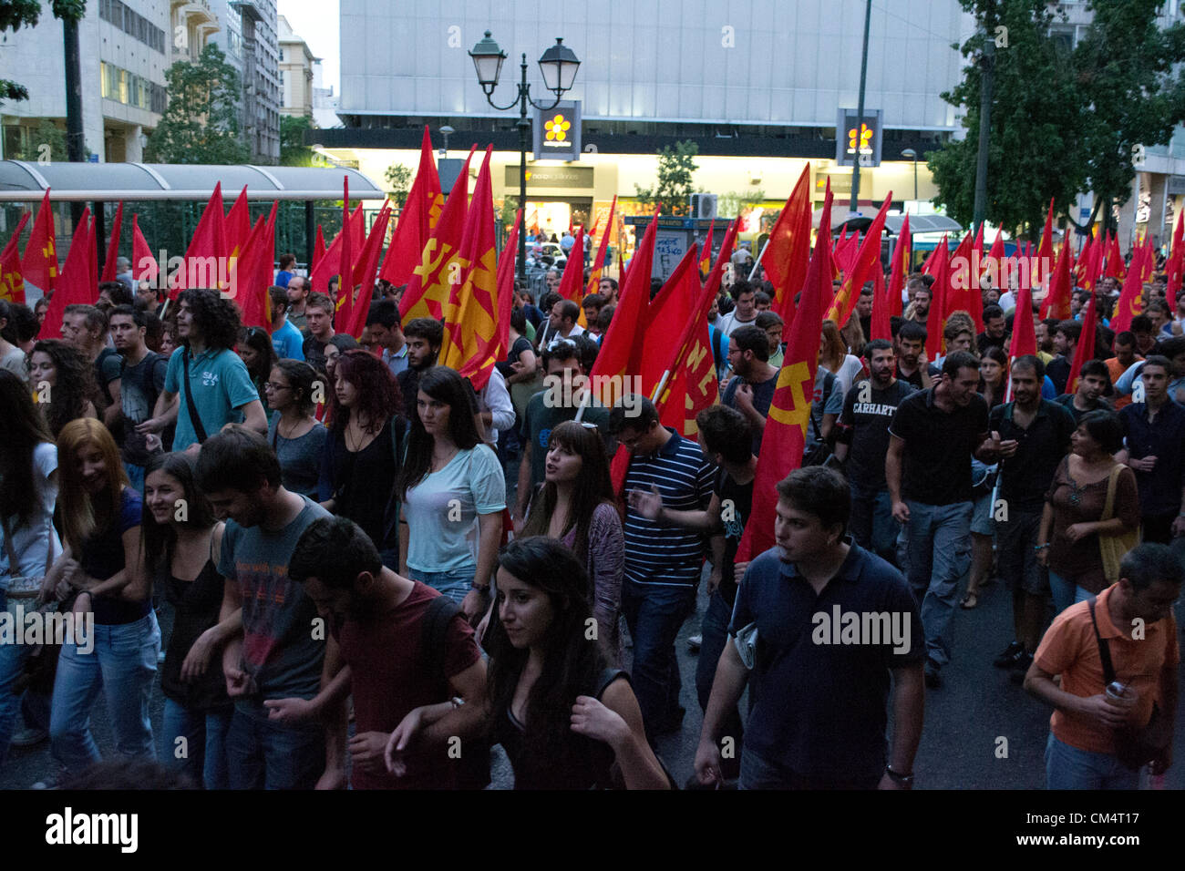 Athens, Greece, 4th October 2012. KKE, the Communist Party of Greece ...