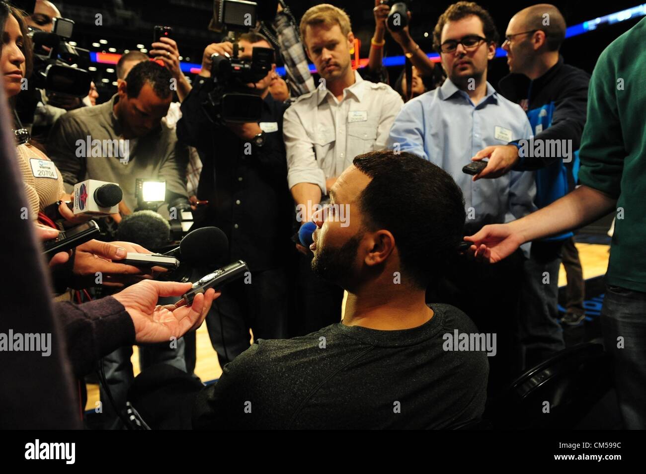 Oct. 7, 2012 - Brooklyn, New York, U.S. - DERON WILLIAMS is interviewed ...