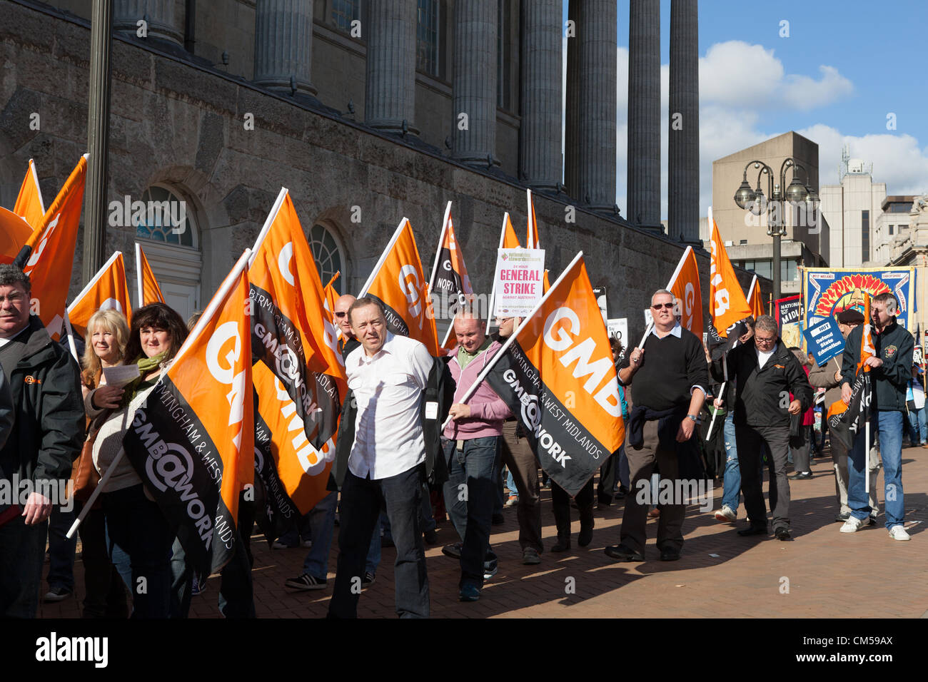 Crowds in Victoria Square getting ready to march in the TUC Rally Stock ...