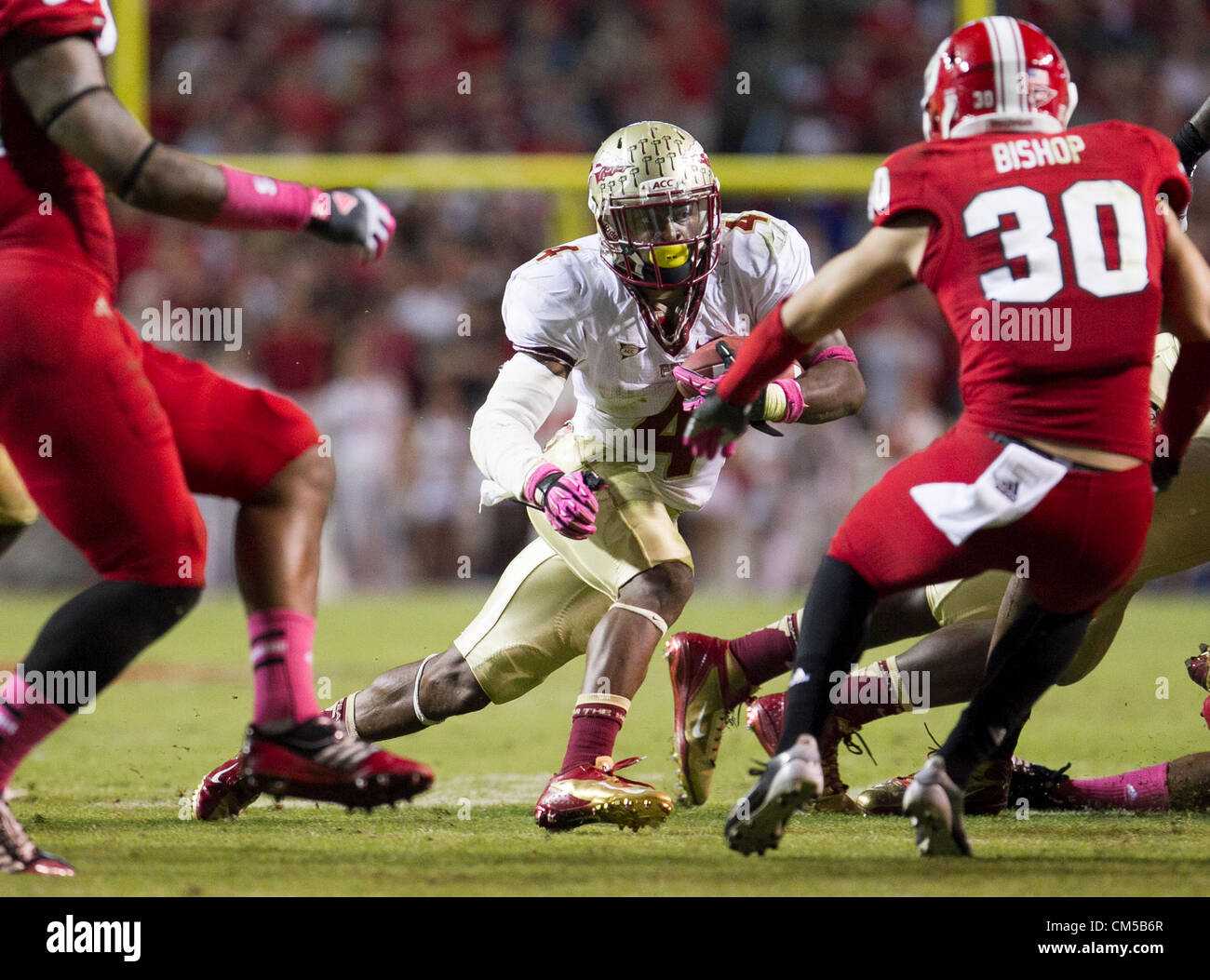 Oct. 6, 2012 - Raleigh, North Carolina, USA - FSU RB CHRIS THOMPSON (4 ...