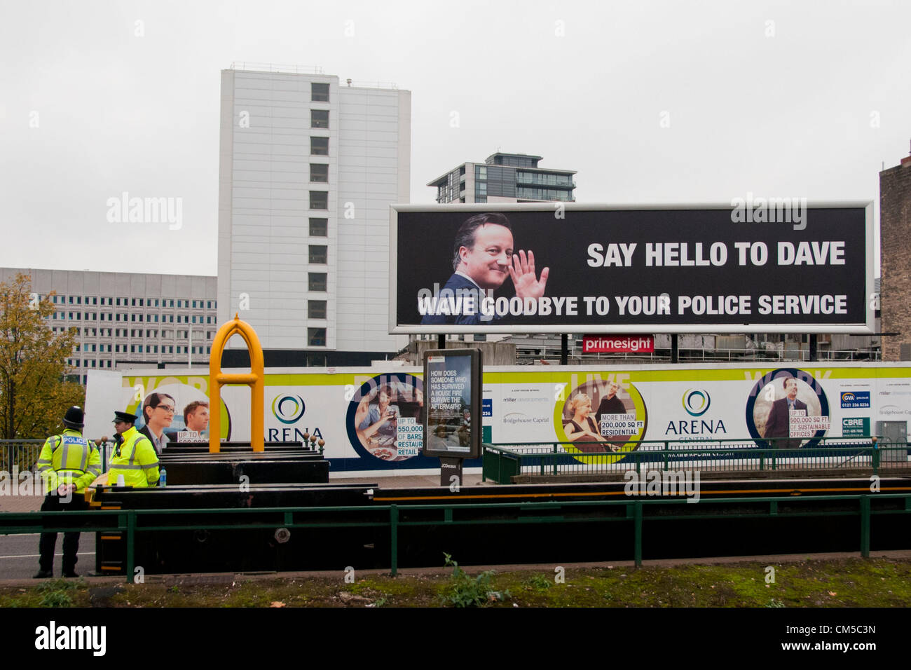 Birmingham, UK. 08/10/12. Police guard the road into the Conservative ...