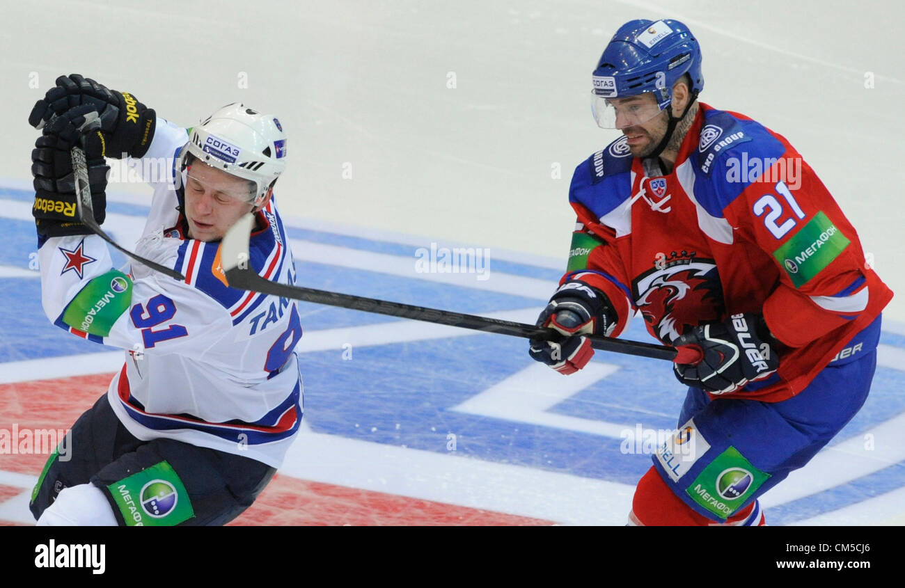 Prague Czech Republic. 6th October 2012. Jakub Klepis (right) of Lev ...