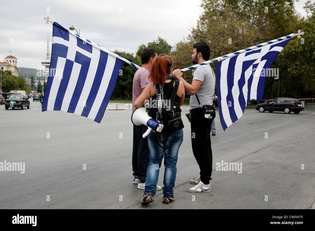 9th October 2012. Thessaloniki, Greece. Citizens and opposition parties ...