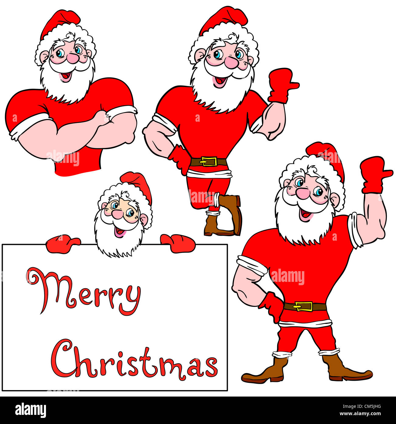A set of pictures muscular Santa Claus Stock Photo - Alamy