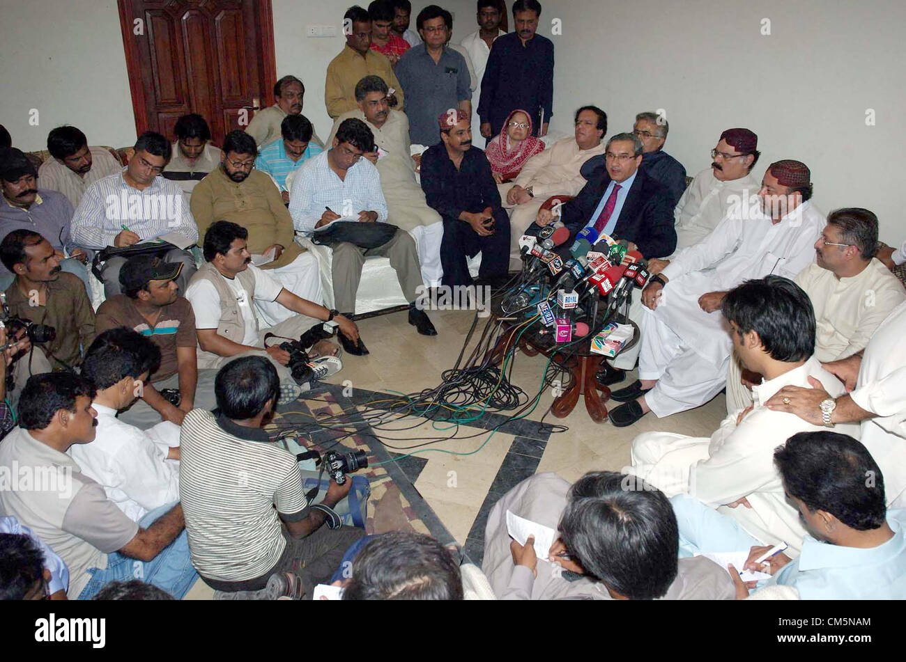 Sindh Education Minister, Pir Mazhar-ul-Haq addresses to media persons ...