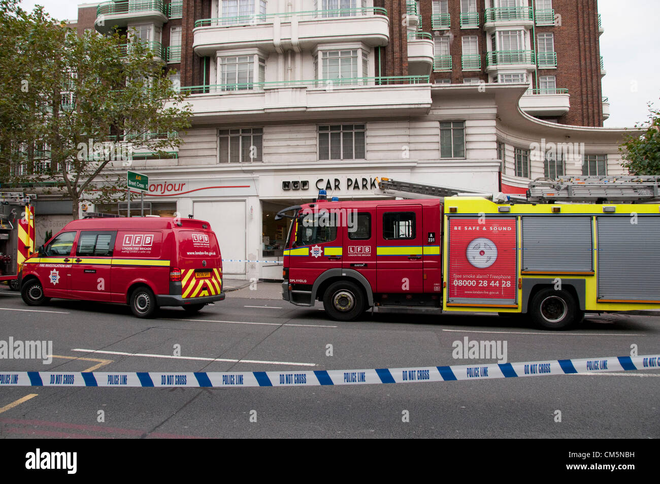London, UK. 10/10/12. Six fire engines and 30 firefighters were called ...