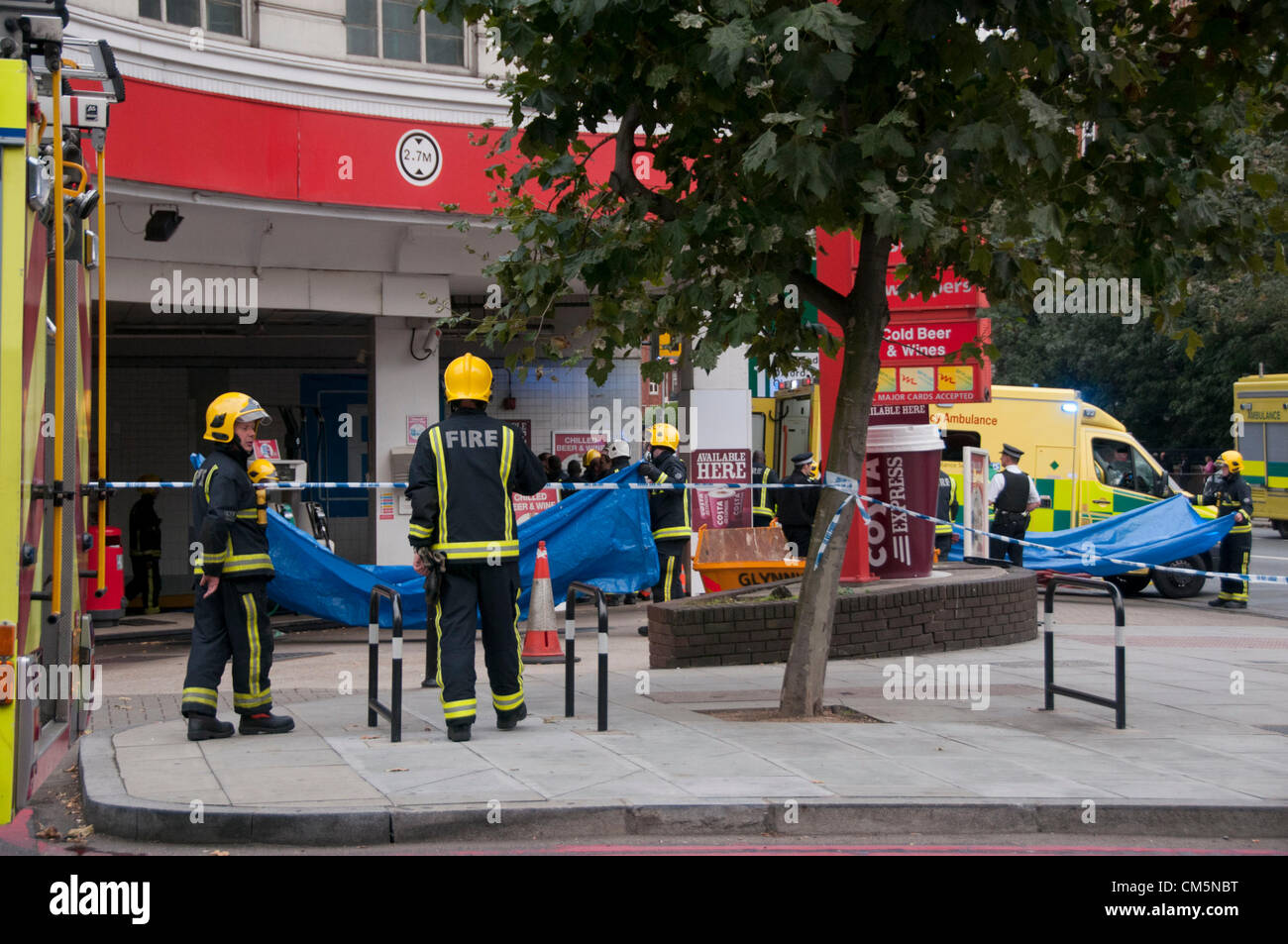 London, UK. 10/10/12. London Fire Brigade called to a fire in the NCP ...