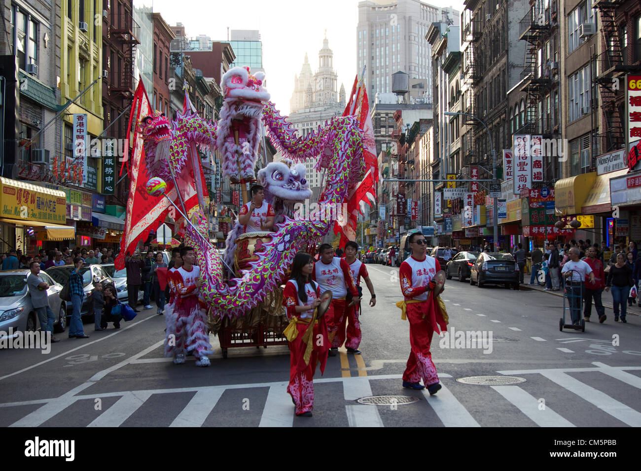 New York, NY, USA - October 10, 2012: Taiwanese National Day parade in the streets of Chinatown ...