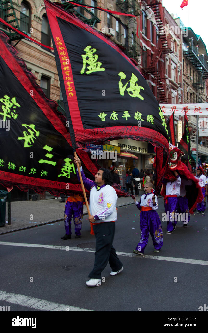 New York, NY, USA - October 10, 2012: Taiwanese National Day parade in the streets of Chinatown ...