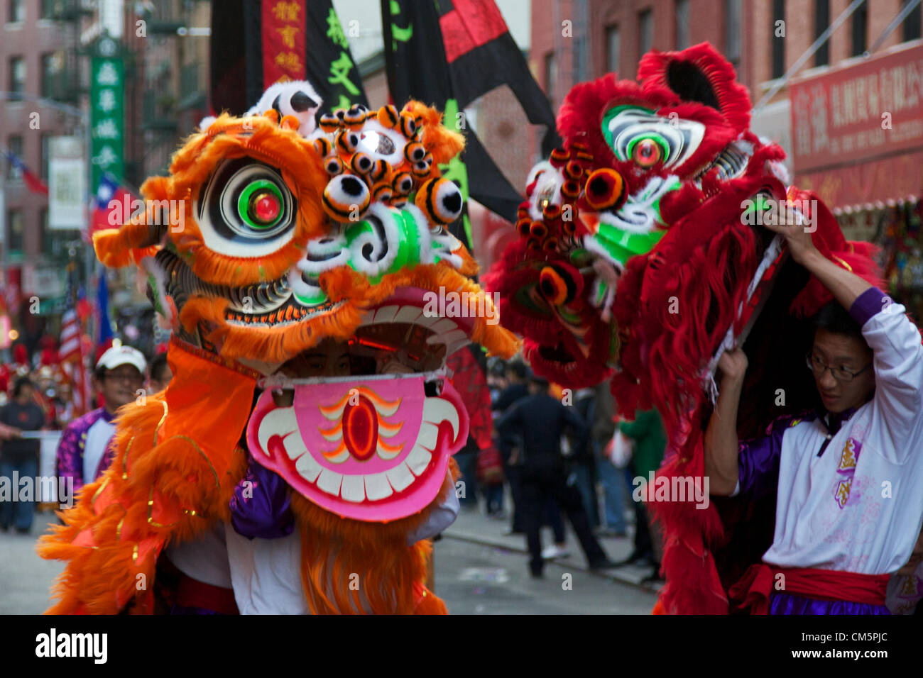 New York, NY, USA - October 10, 2012: Taiwanese National Day parade in the streets of Chinatown ...