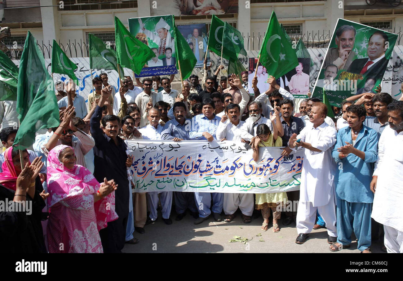 Activists of Muslim League-N chant slogans against former President ...