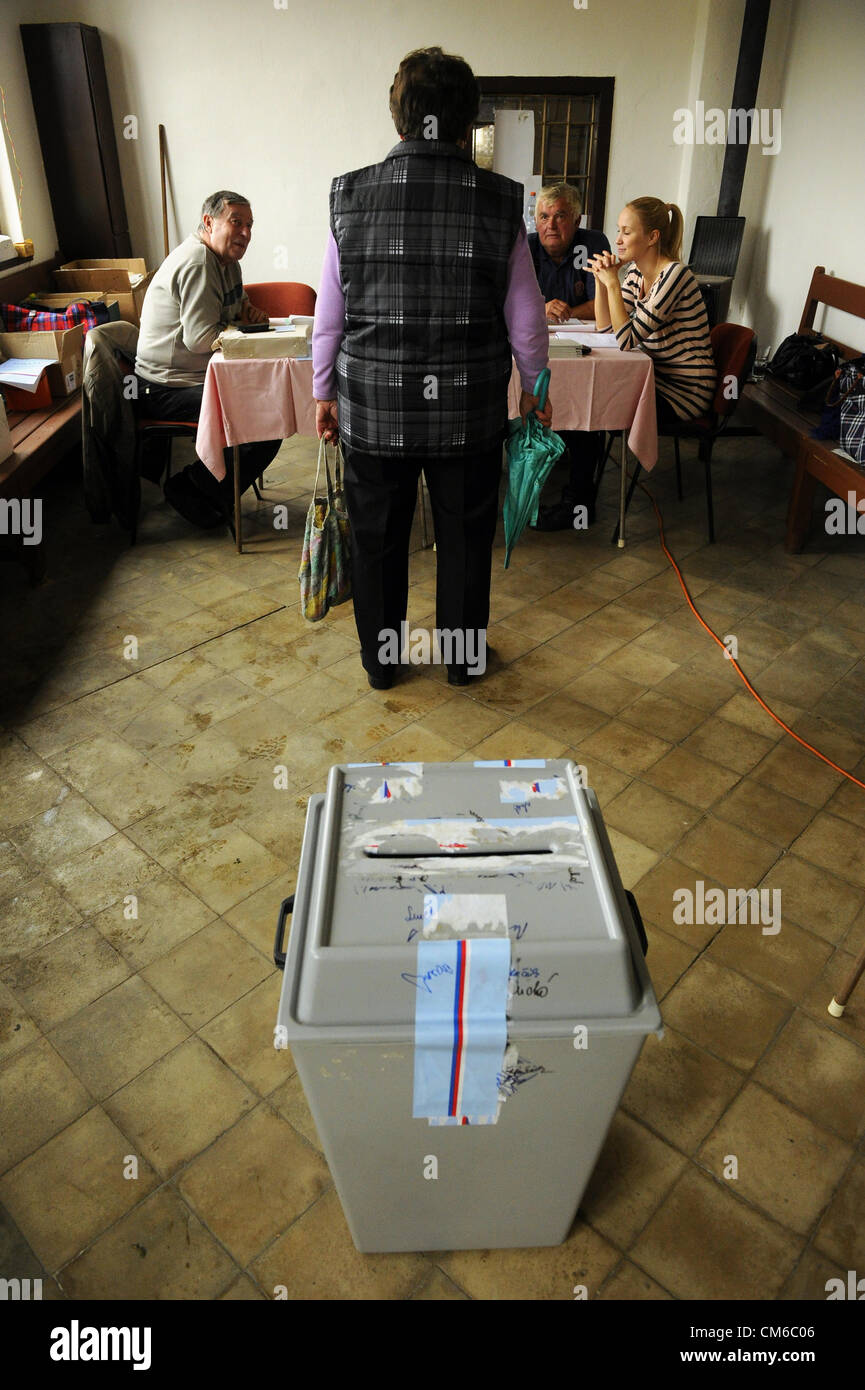 Elections at the elctoral place at the train station in Prestice ...
