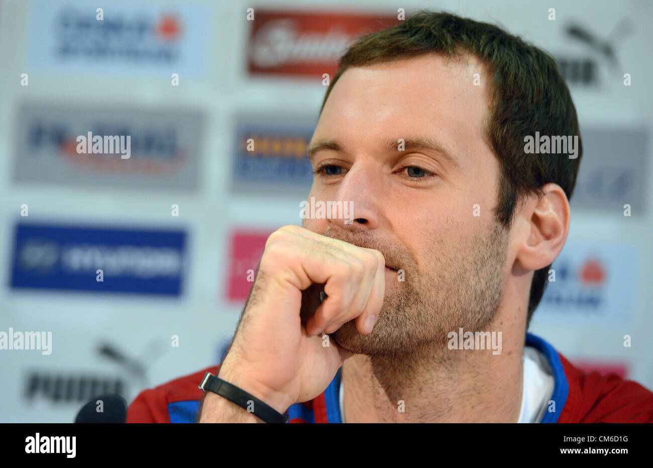 Petr Cech, captain of Czech Republic national soccer team speaks during ...