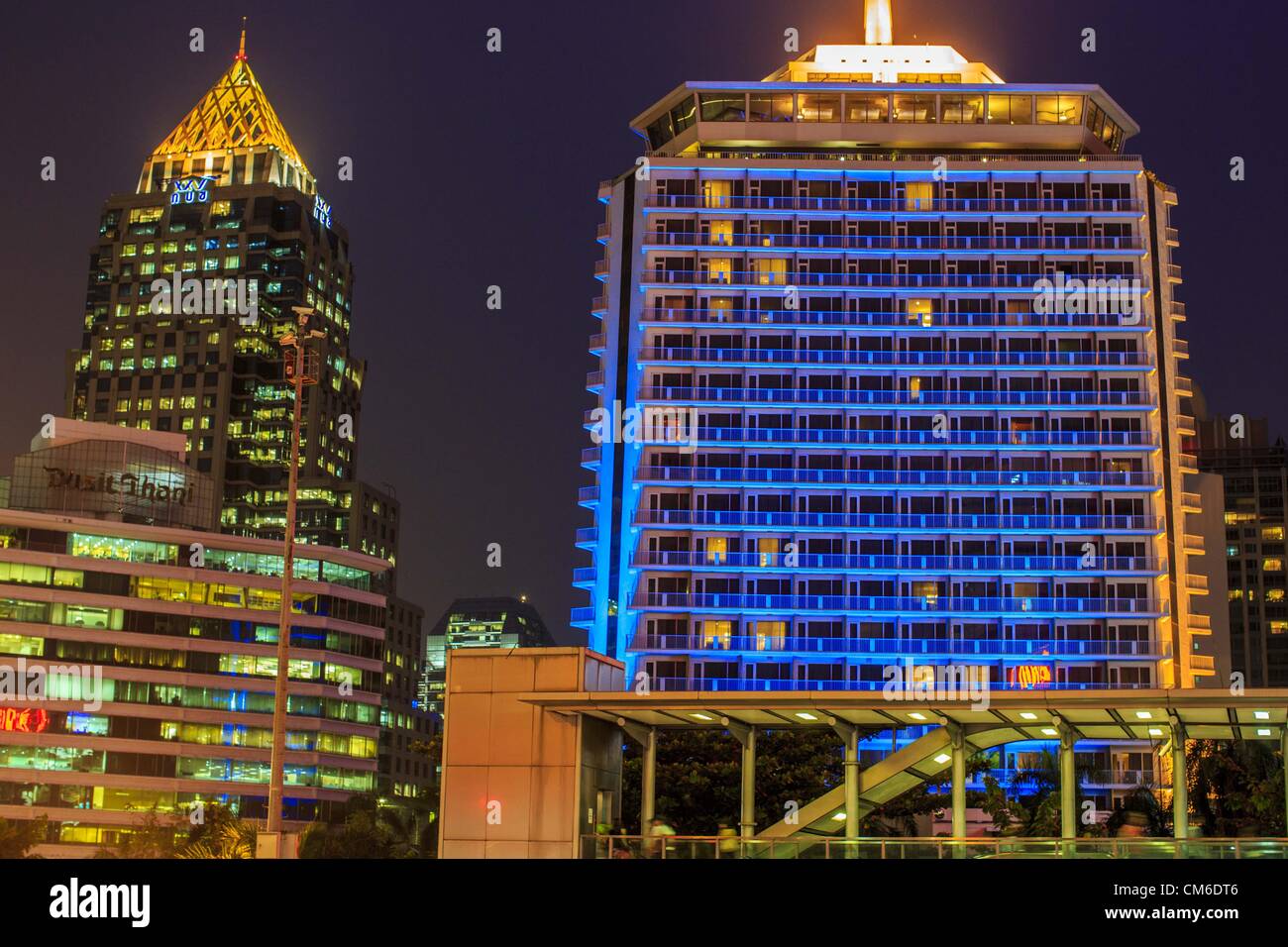 Oct. 15, 2012 - Bangkok, Thailand - The Dusit Thani Hotel in the foreground with the Olympia ...