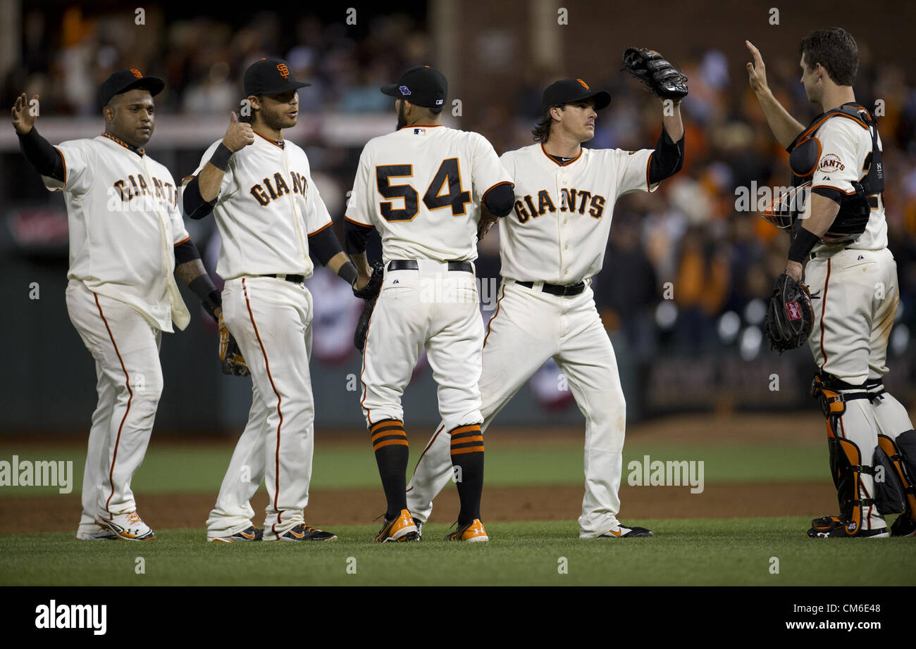Oct. 15, 2012 - San Francisco, CA, USA - Pablo Sandoval, Angel Pagan ...