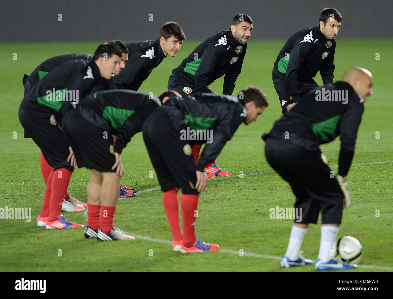 Players of Bulgarian national soccer team are pictured during training ...