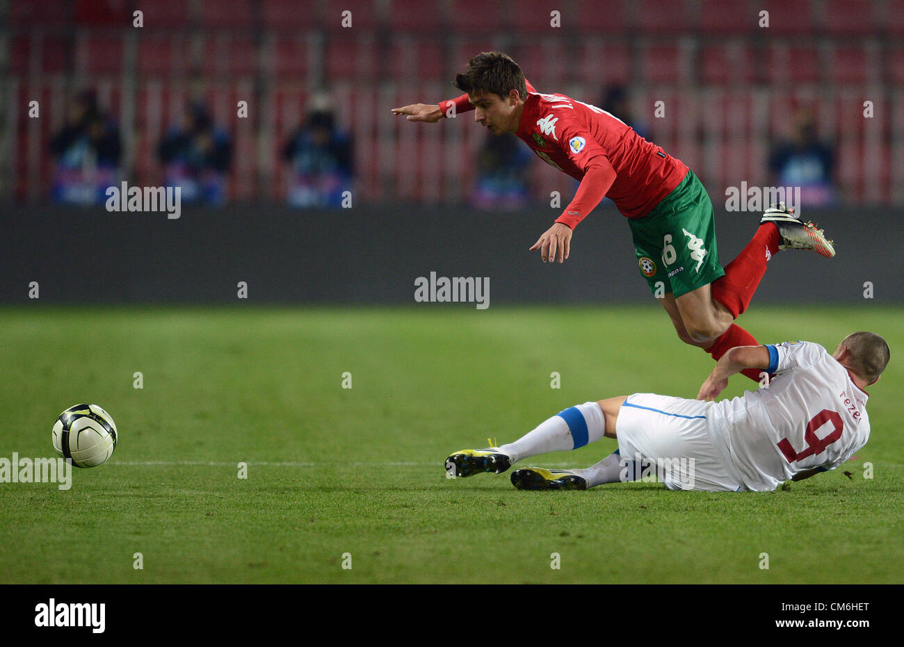 Czech national team player Jan Rezek (bottom) and Georgi Milanov of ...
