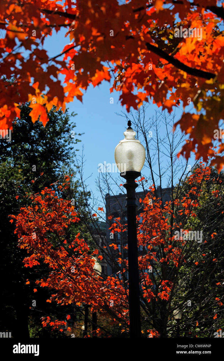 Boston, USA. 18th October 2012. Changing colours of leaves in Fall as ...