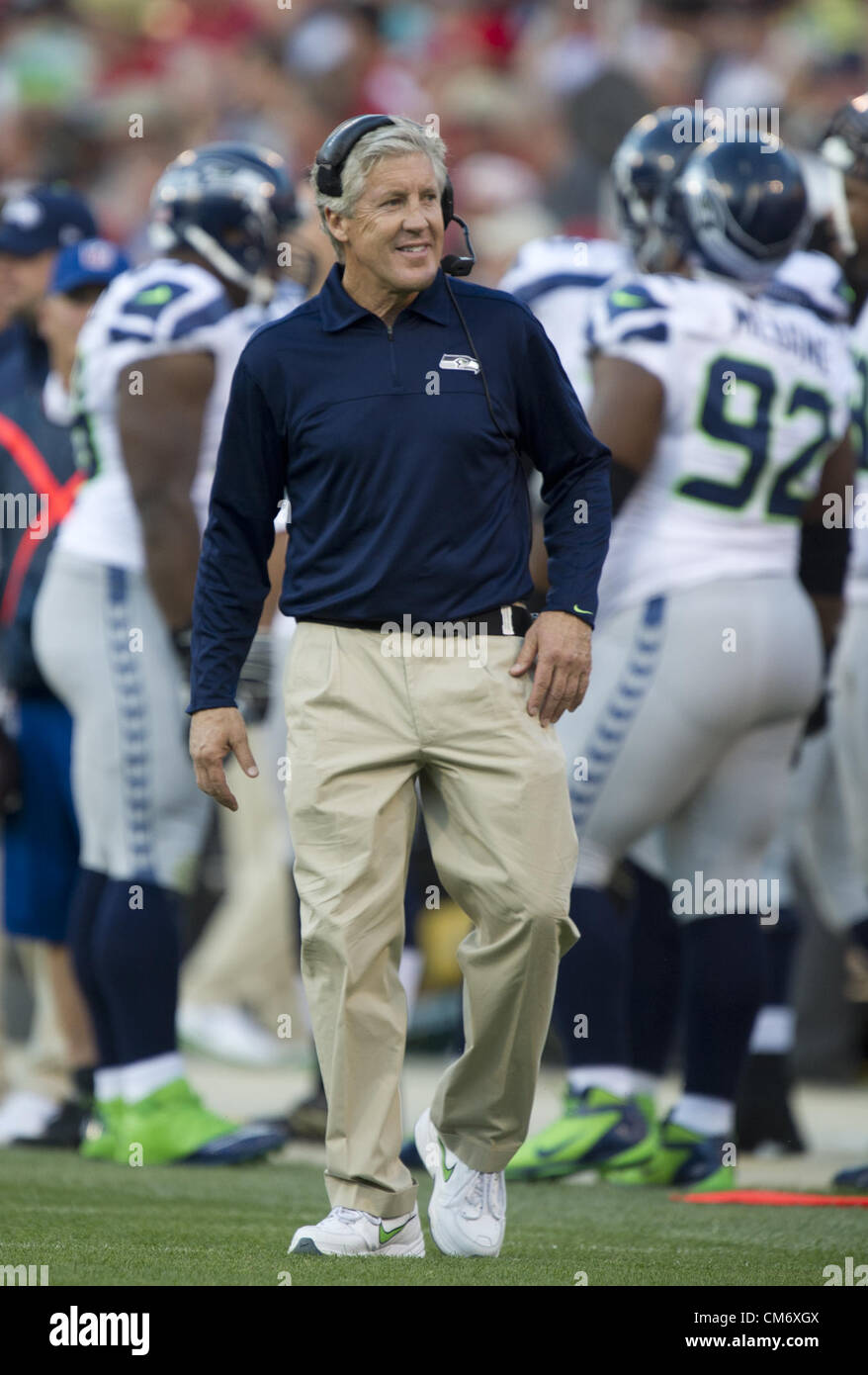 Oct. 18, 2012 - San Francisco, CA, USA - Seattle Seahawks coach Pete ...