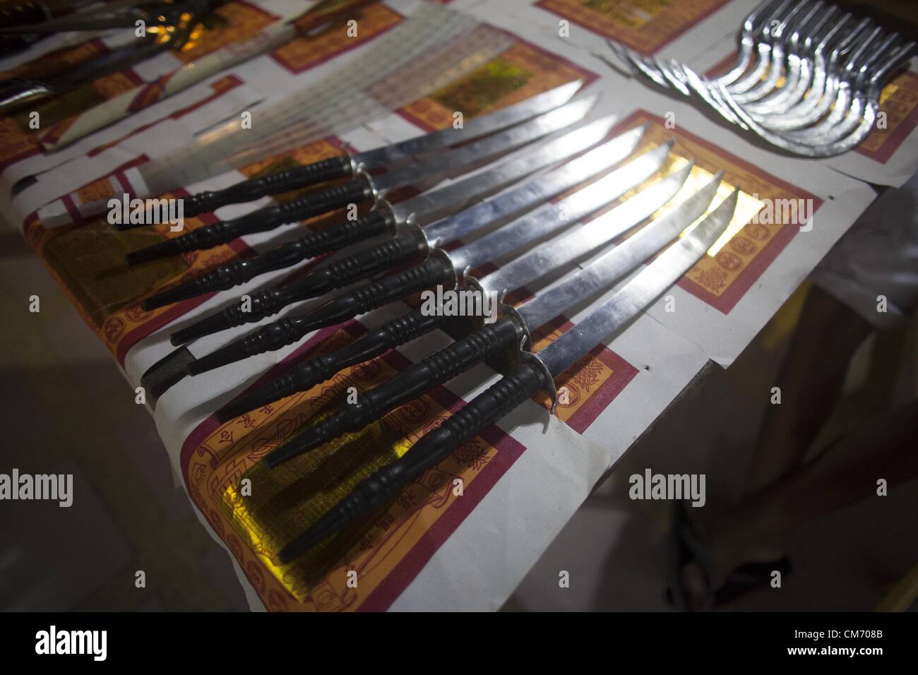 Oct. 19, 2012 - Phuket, Thailand - Sharp objects used in piercing are ...