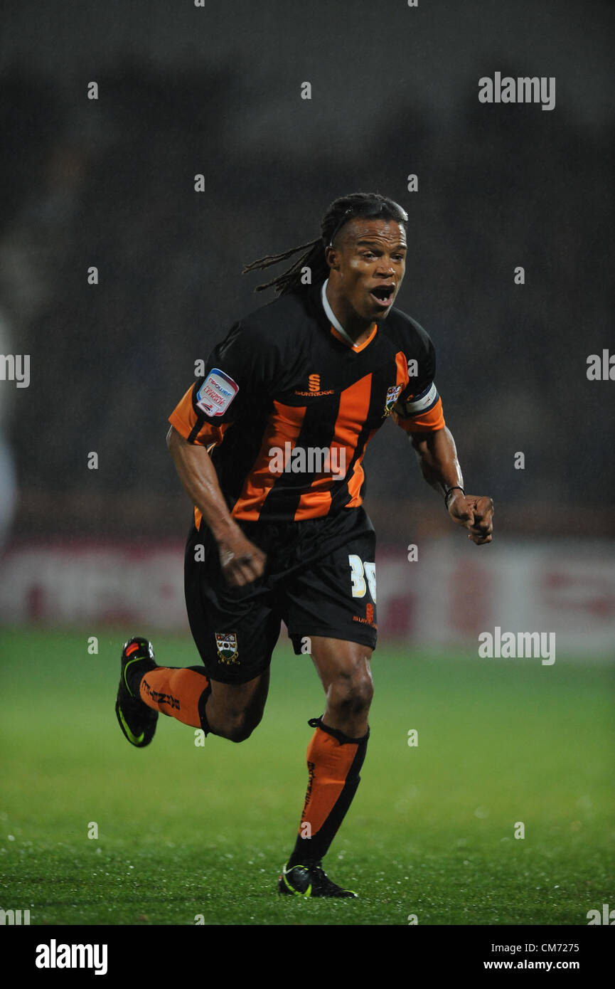 Barnet, England. 19th October 2012. Edgar Davids makes his debut as ...