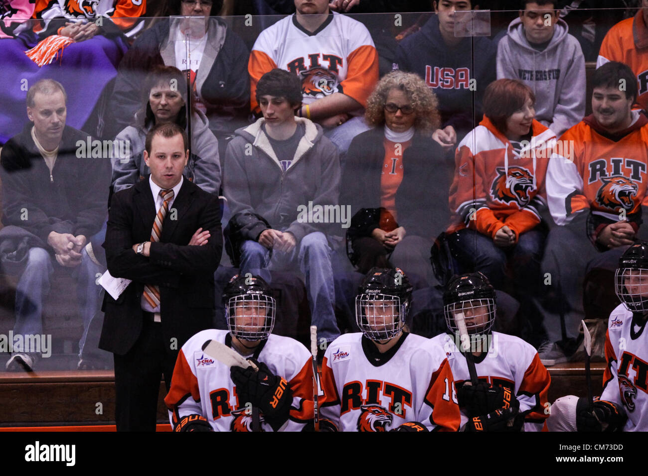 Oct. 19, 2012 - Rochester, New York, U.S. - RIT's Head Coach Scott ...