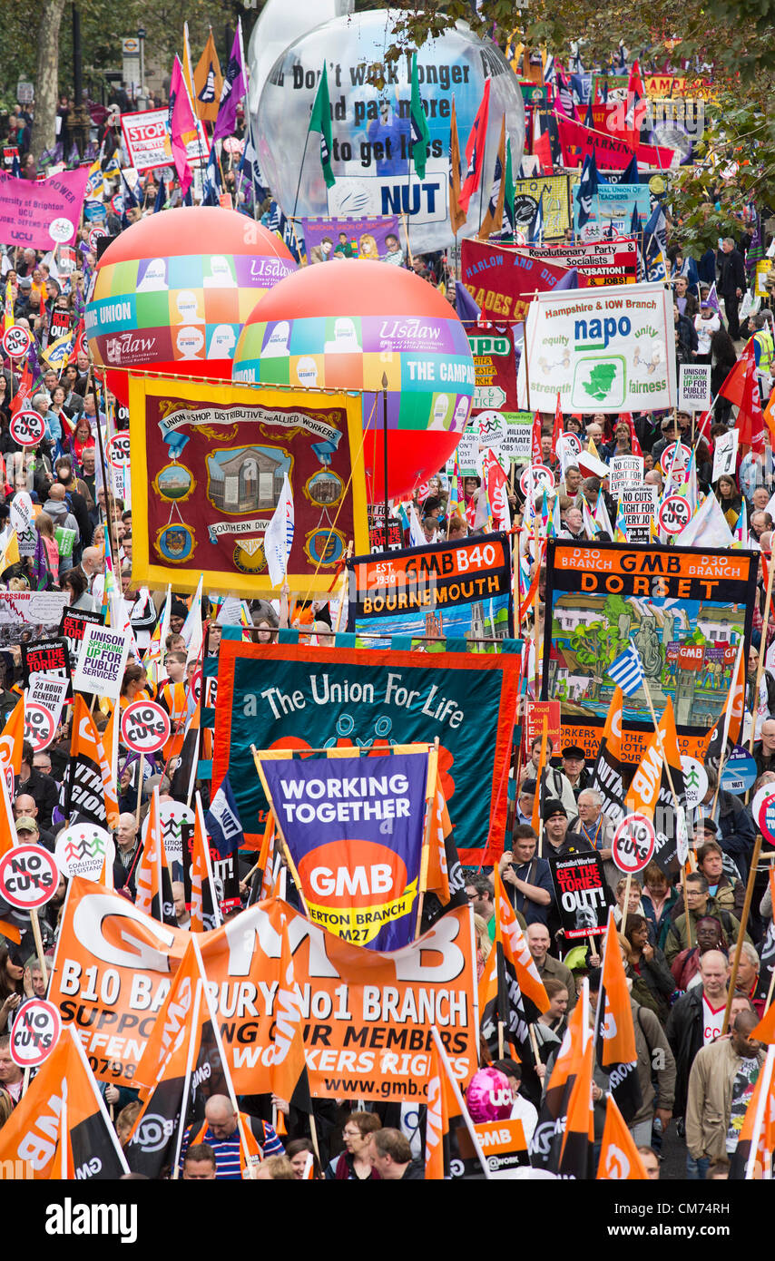 London, England, UK. Saturday, 20 October 2012. Trade Union March in ...