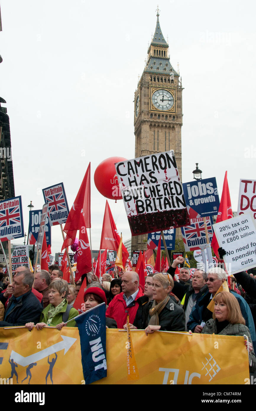 London, UK. 20/10/12. Thousands join the TUC march through Westminster ...