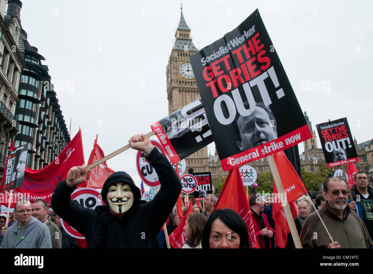 London, UK. 20/10/12. Thousands join the TUC march through Westminster ...