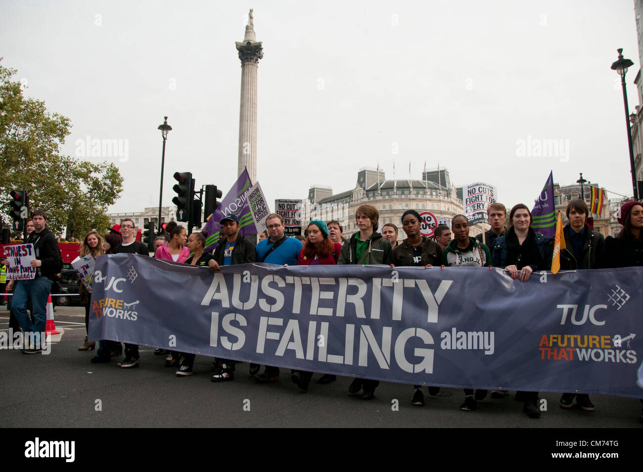 London, UK. 20/10/12. Thousands join the TUC march through Westminster ...