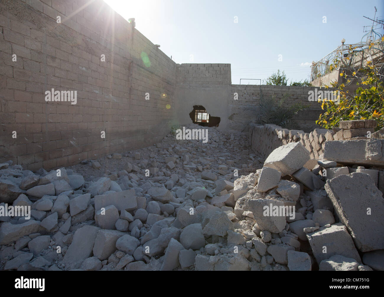 Damaged schools from syrian fighter jet attack in tal rifaat hi-res ...