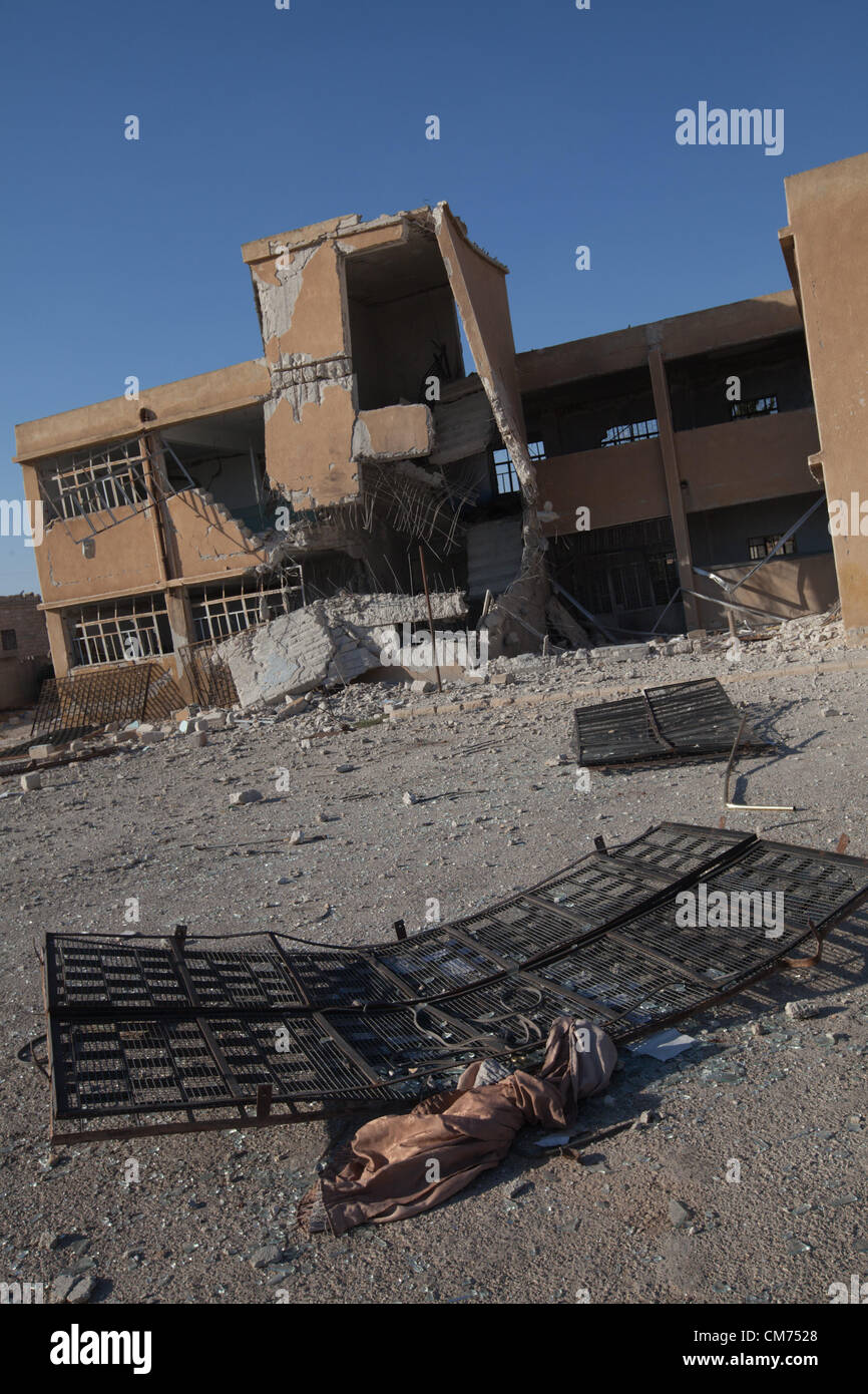 Damaged schools from syrian fighter jet attack in tal rifaat hi-res ...