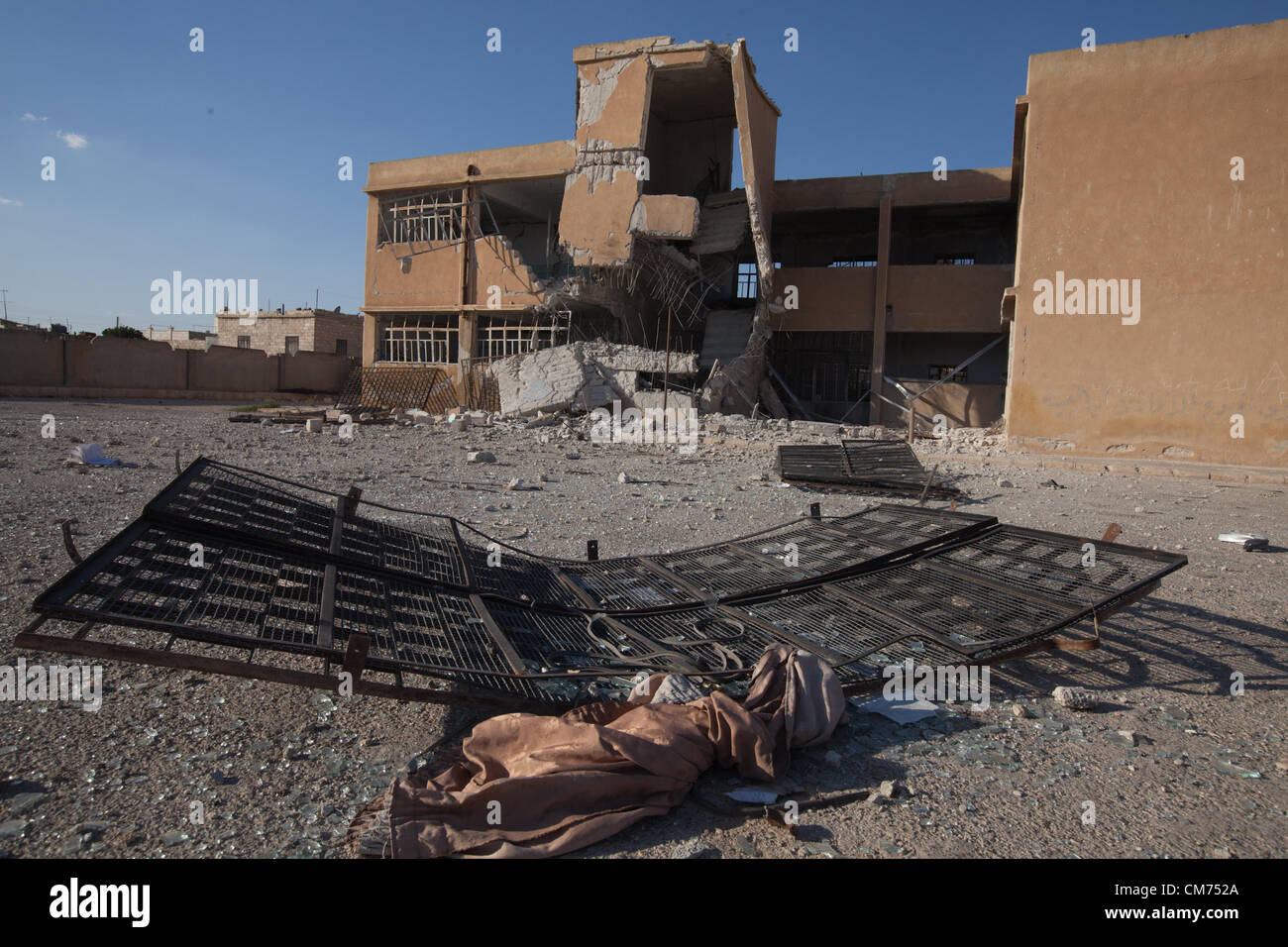 Damaged schools from syrian fighter jet attack in tal rifaat hi-res ...