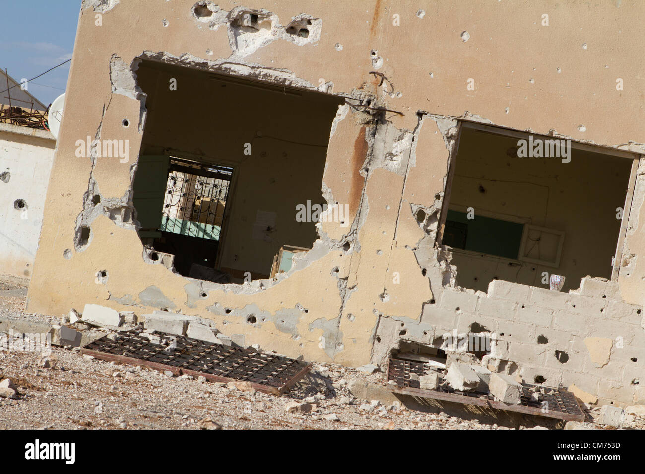 Damaged schools from syrian fighter jet attack in tal rifaat hi-res ...
