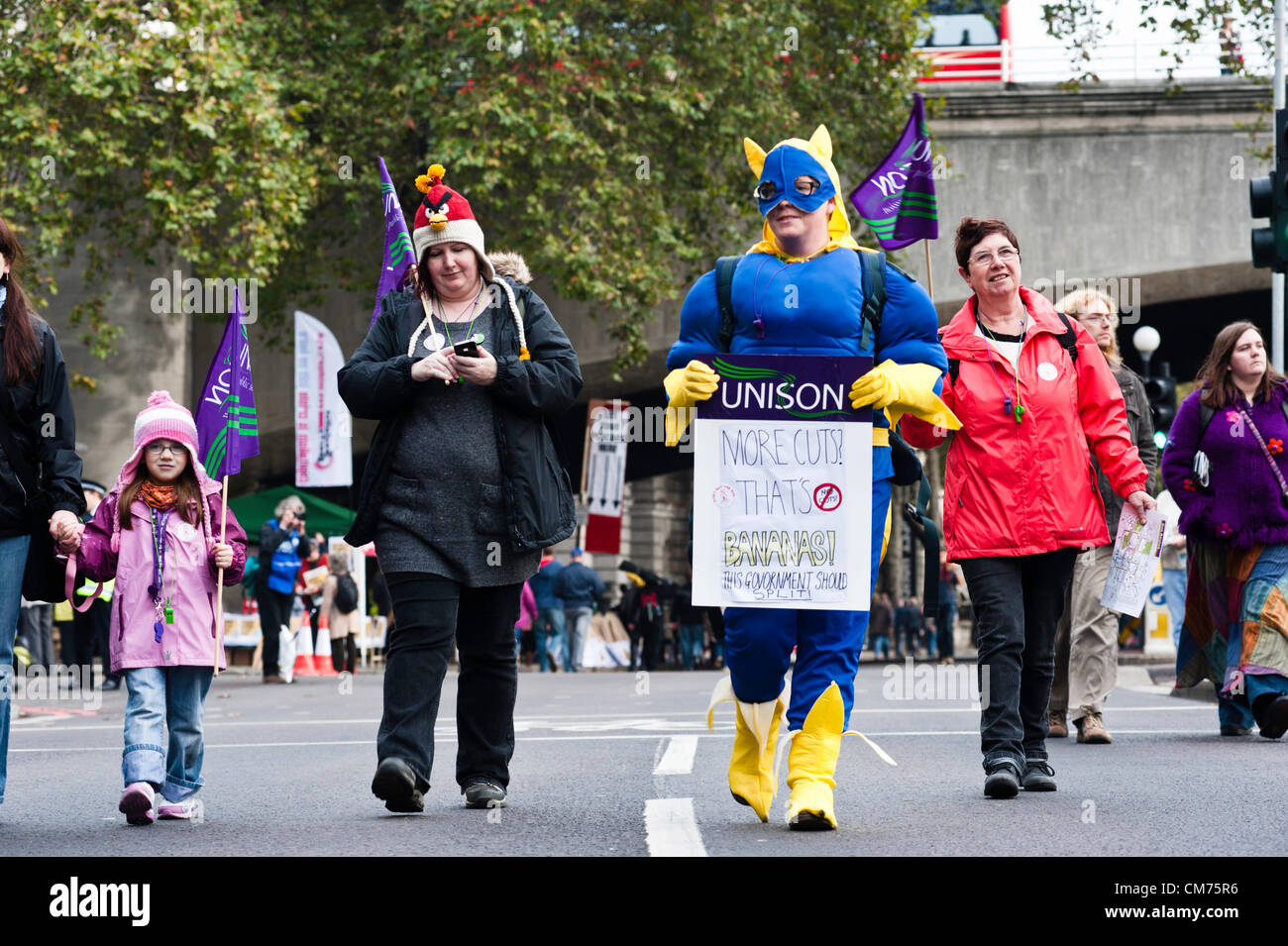 London, UK - 20 October 2012: thousands of protesters join the TUC ...