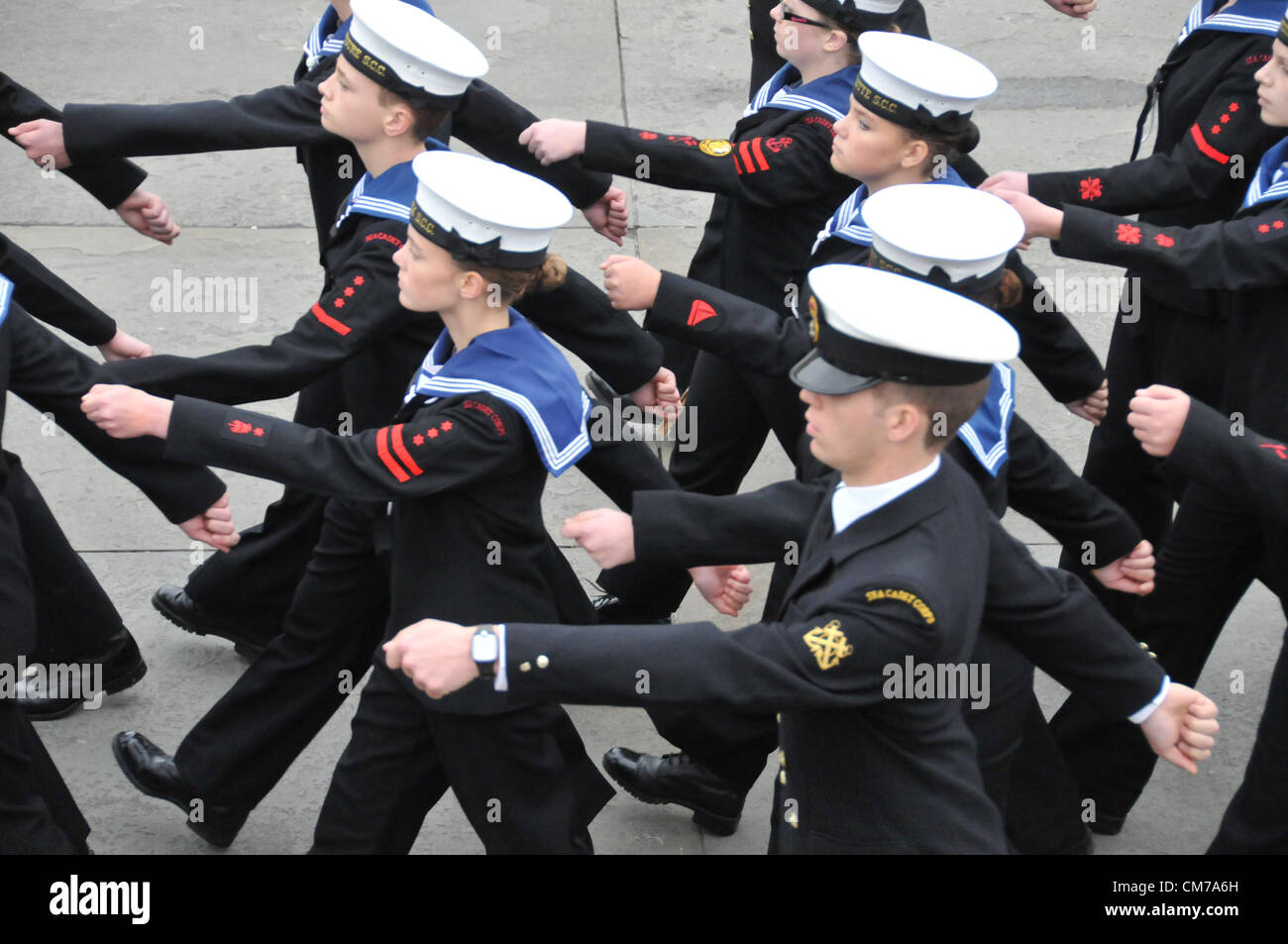 Trafalgar Square, London, UK. 21st October 2012. Cadets marching in ...