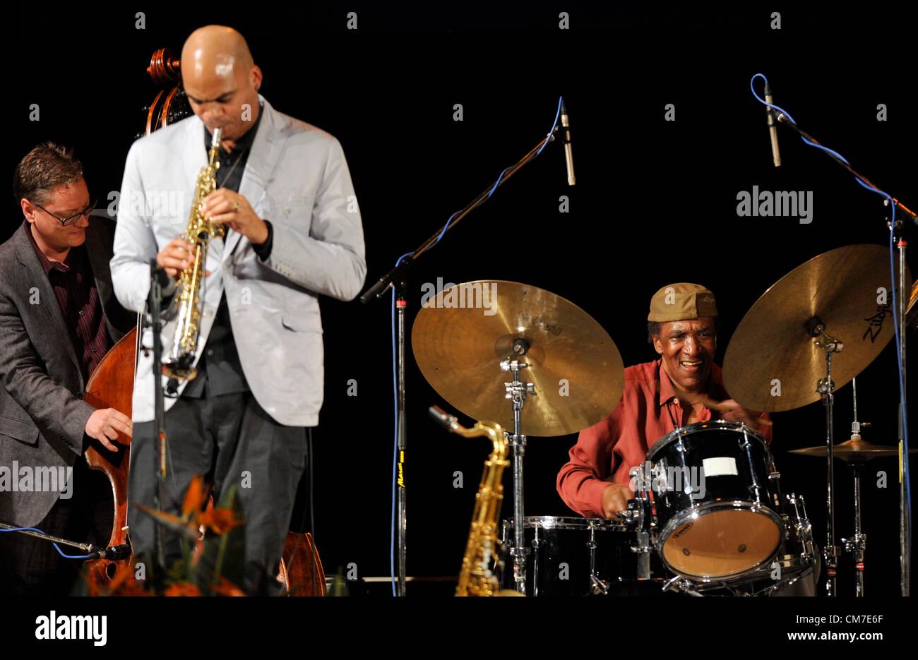 American jazz drummer Al Foster performs with bassist Doug Weiss and ...