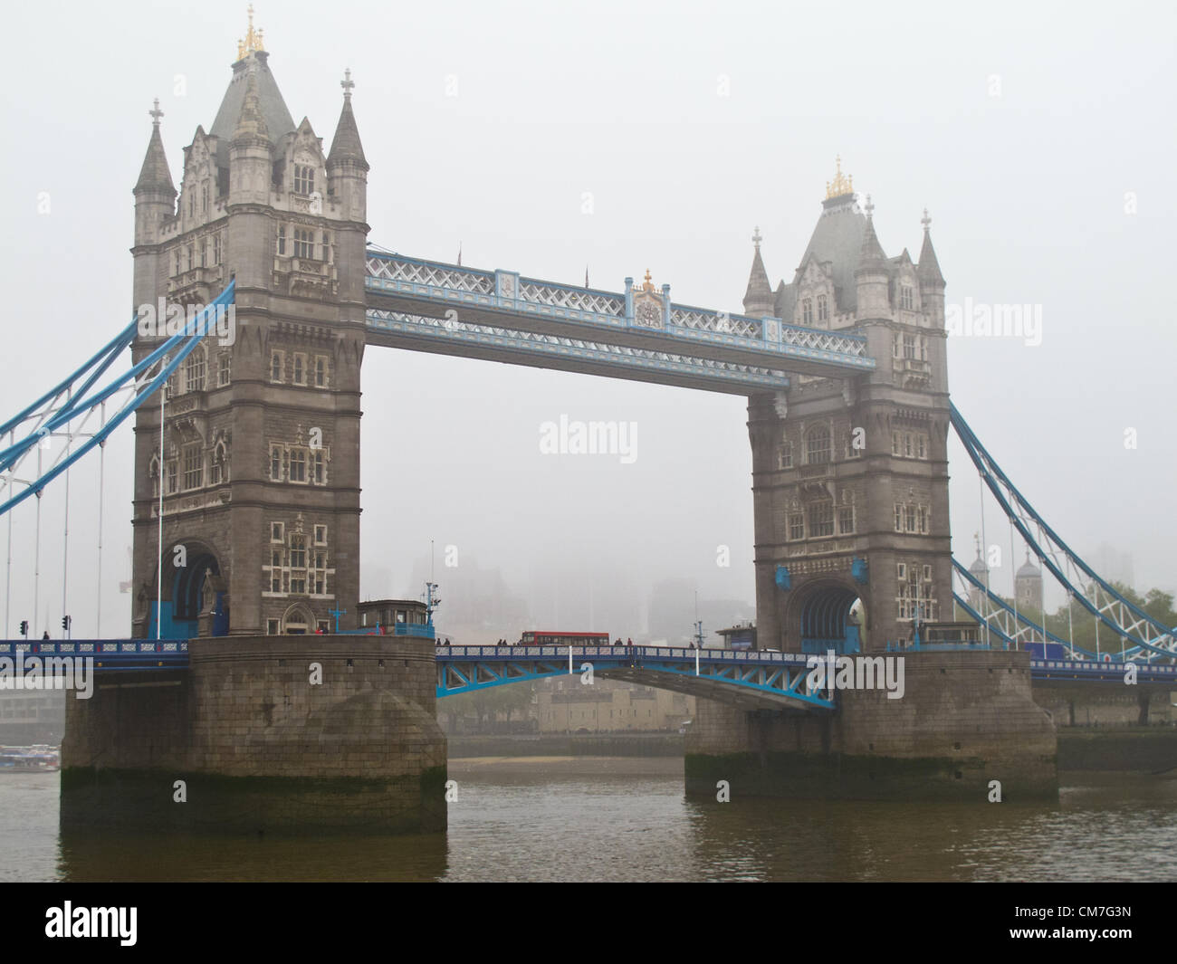 London, England - October, 22nd 2012: A heavy fog around Tower Bridge ...