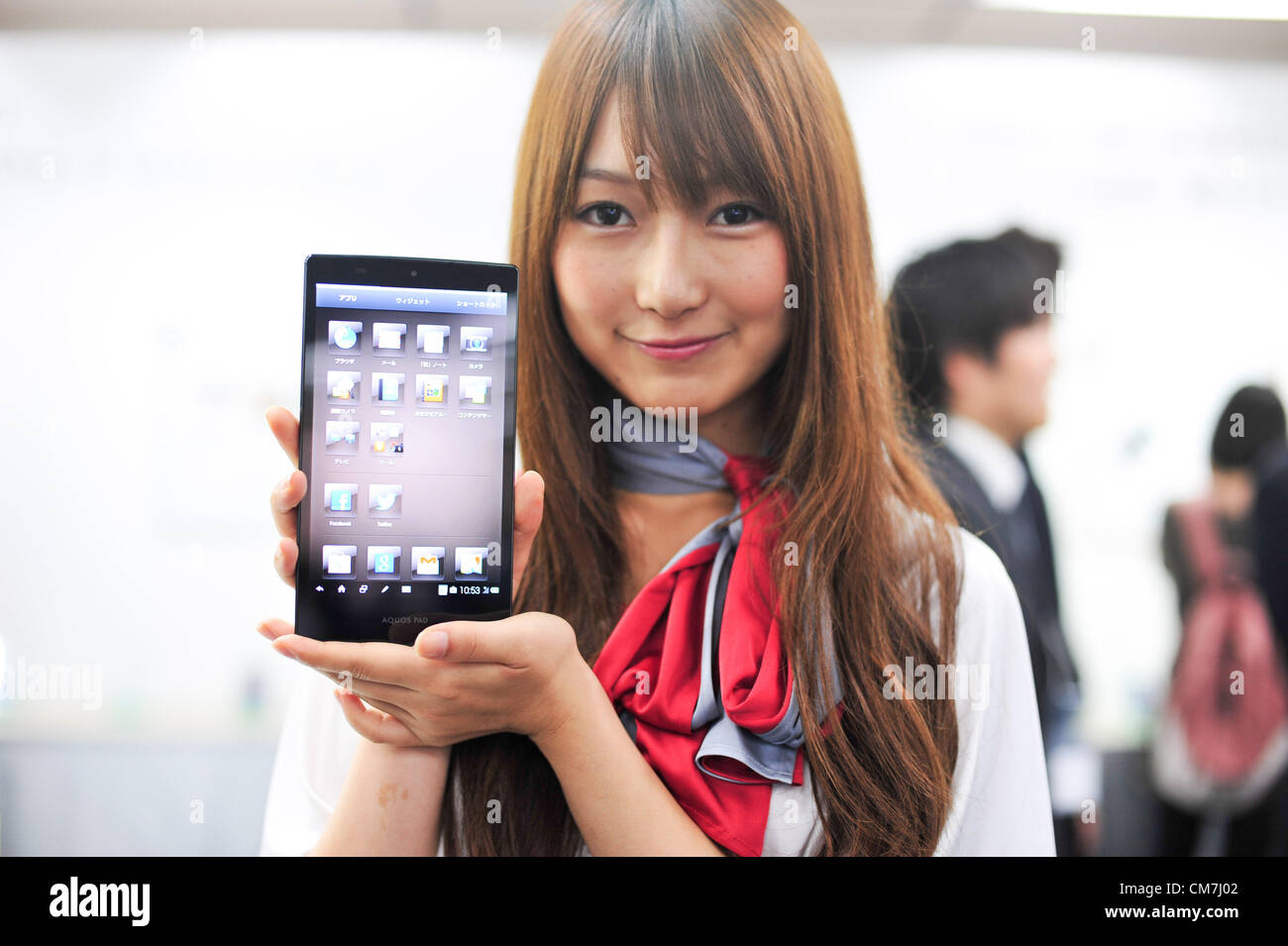 October 23, 2012, Tokyo, Japan - A model poses with a tablet with the ...