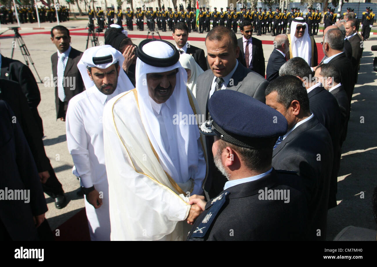 Oct. 23, 2012 - Rafah, Gaza Strip - Qatari Emir Sheikh HAMAD BIN ...