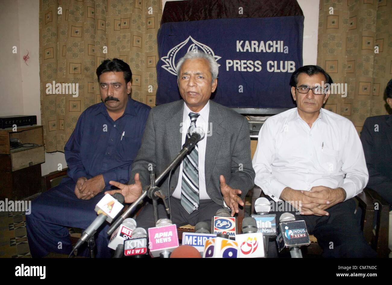 Muslim League-N Leader, Nehal Hashmi addresses to media persons during ...